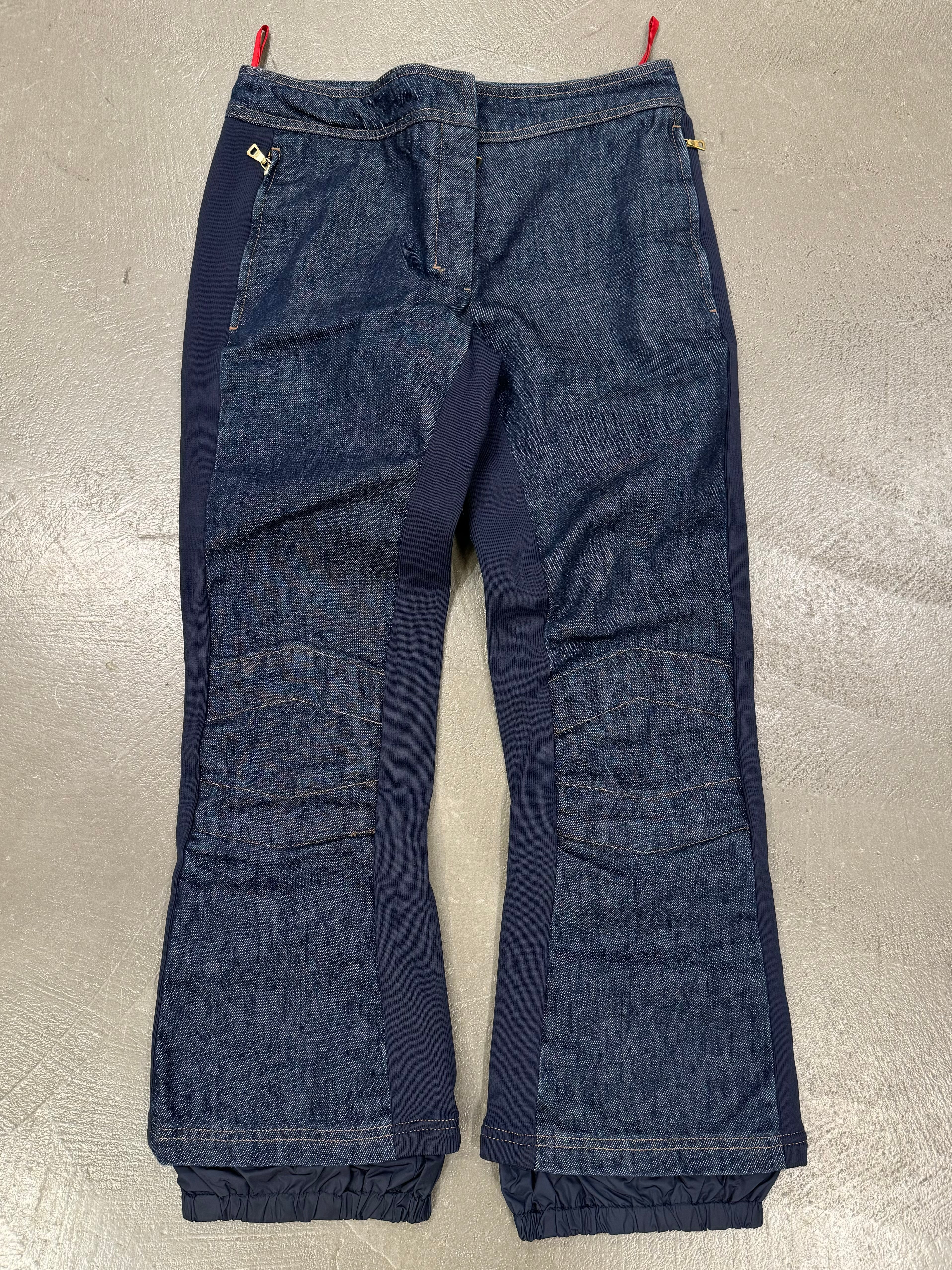 2000s Prada double layer denim/Nylon flared pants