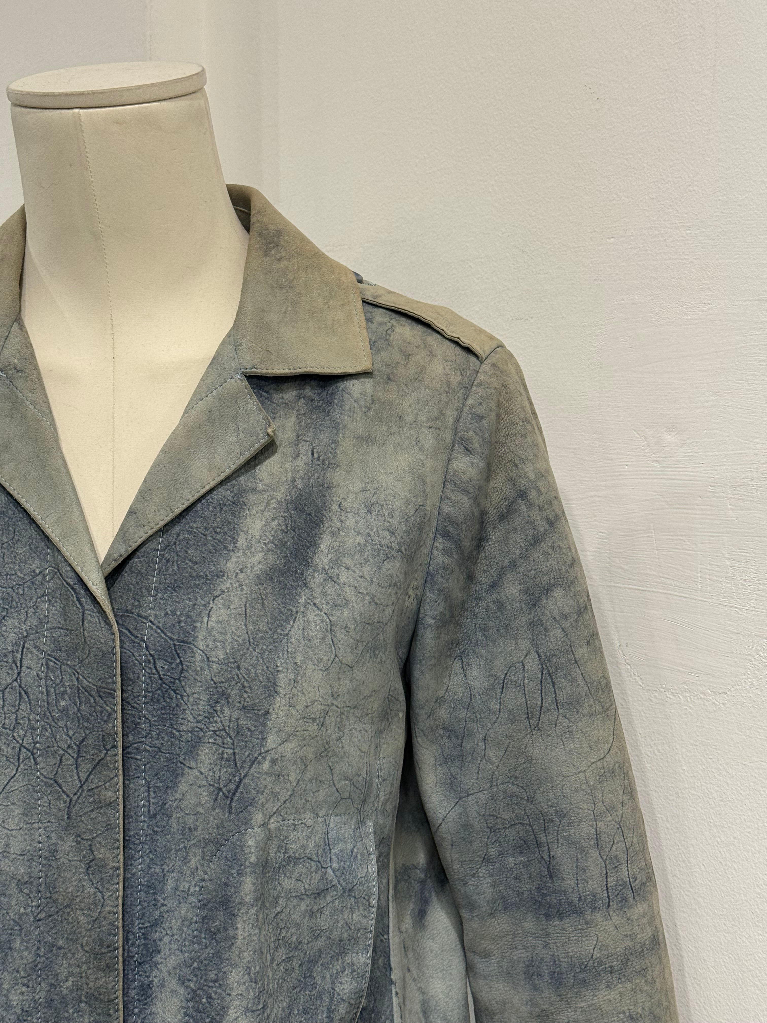 2000s Armani distressed marble effect leather jacket
