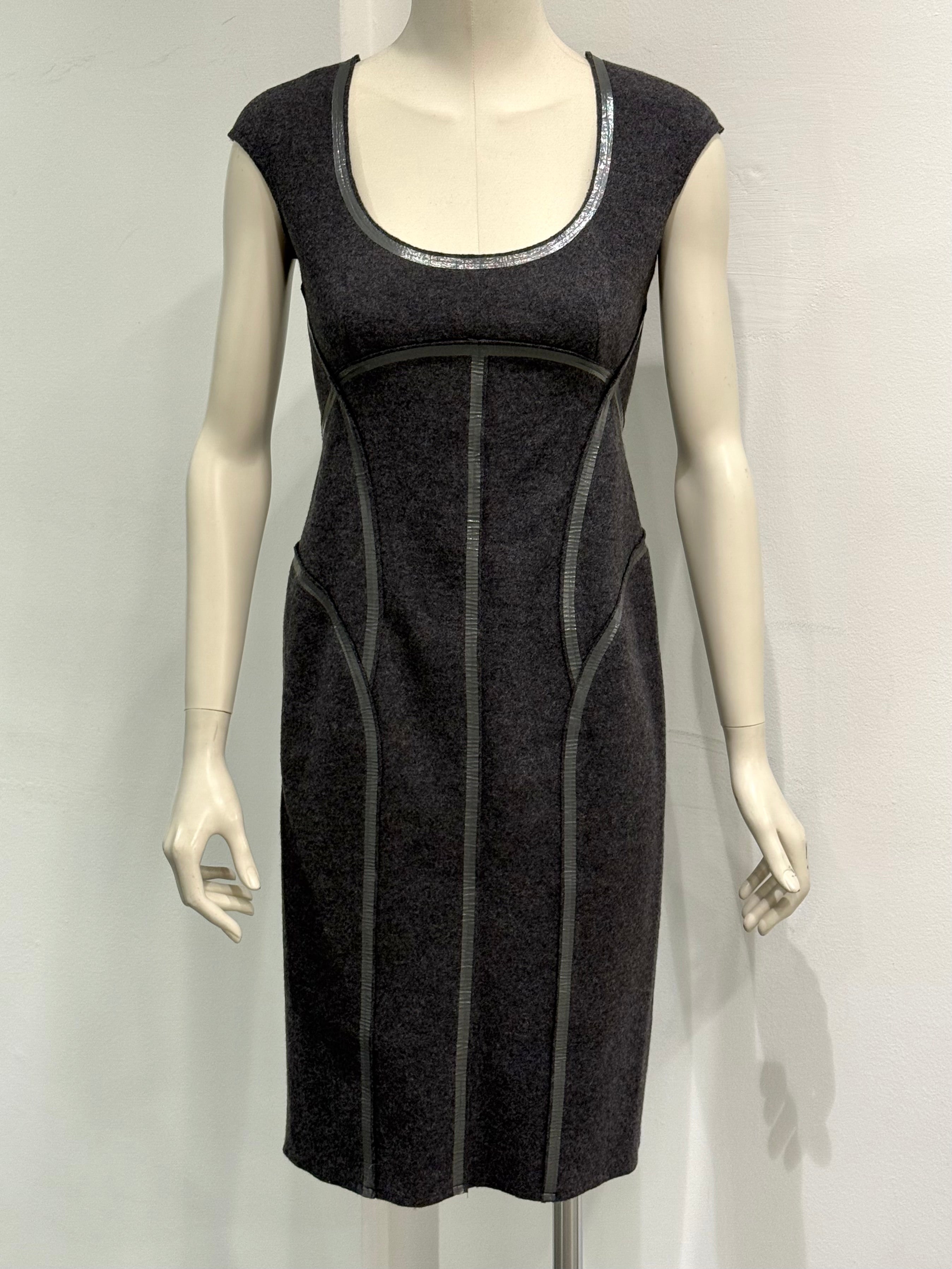 2007 Prada paneled wool midi dress