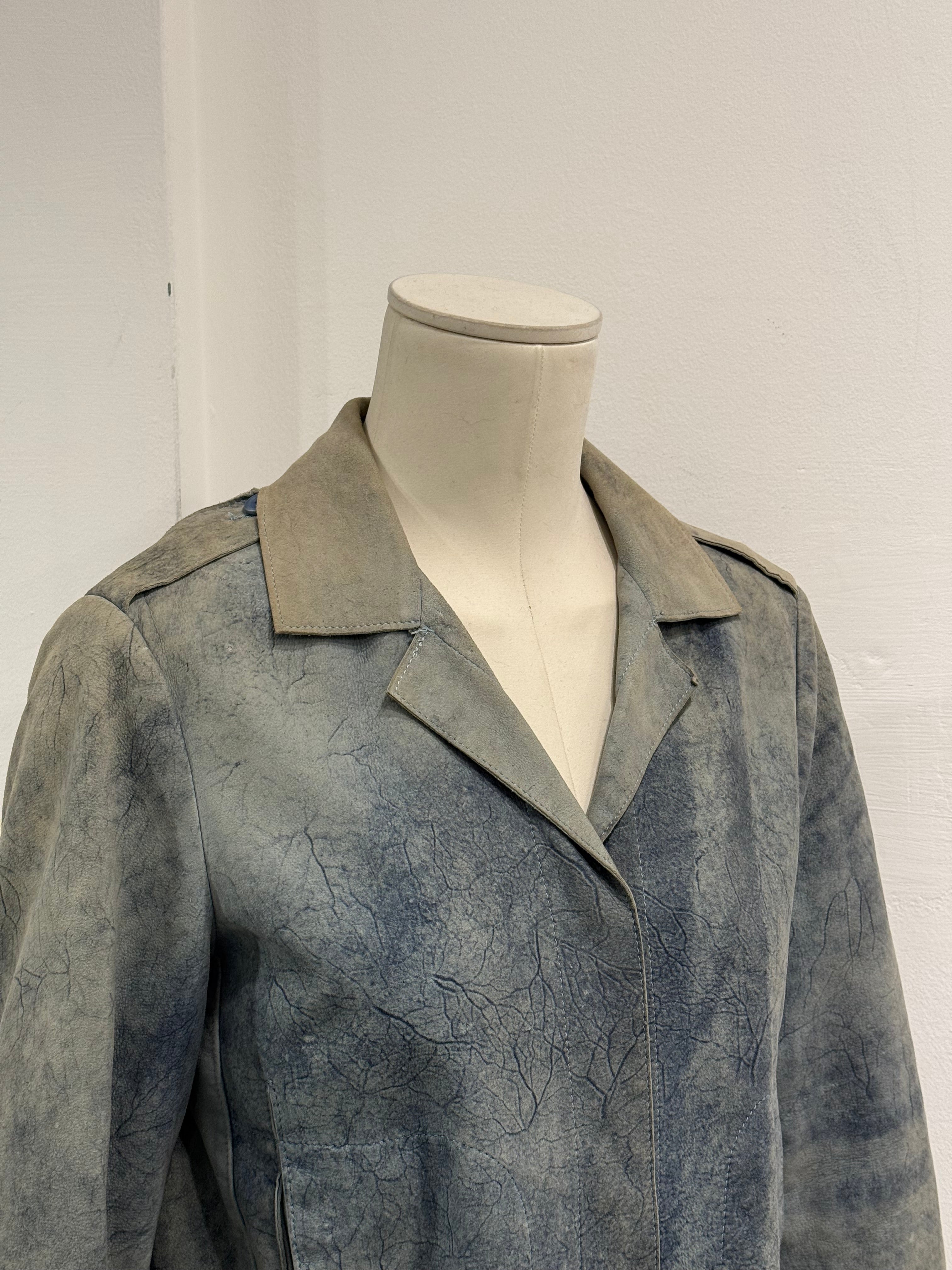 2000s Armani distressed marble effect leather jacket