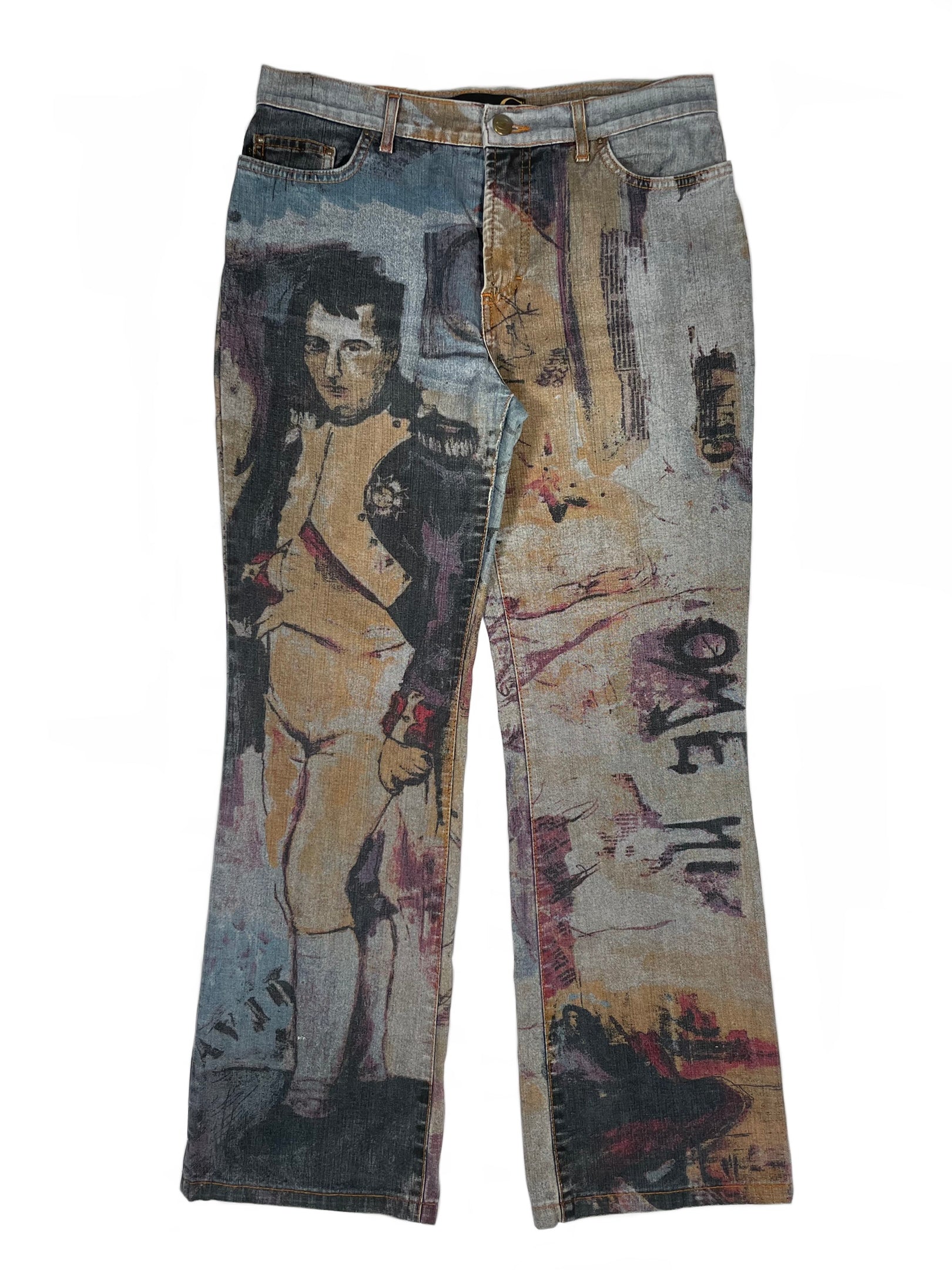 Roberto Cavalli Napoleon print jeans – elevated archives